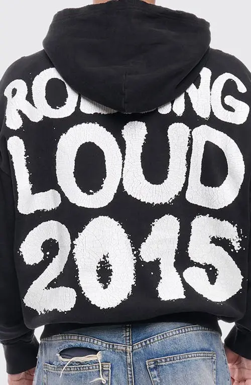 ROLLING LOUD Distressed Graphic Zip Hoodie