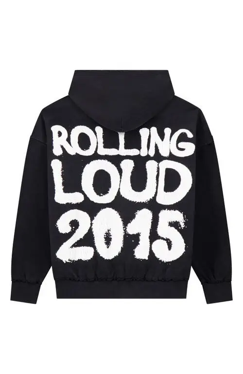 ROLLING LOUD Distressed Graphic Zip Hoodie