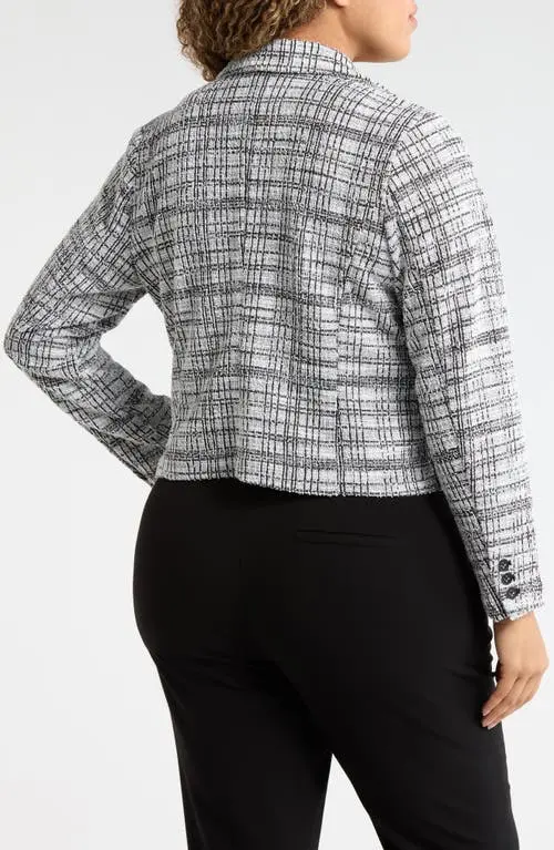 LIVERPOOL Plaid Tweed Crop Blazer