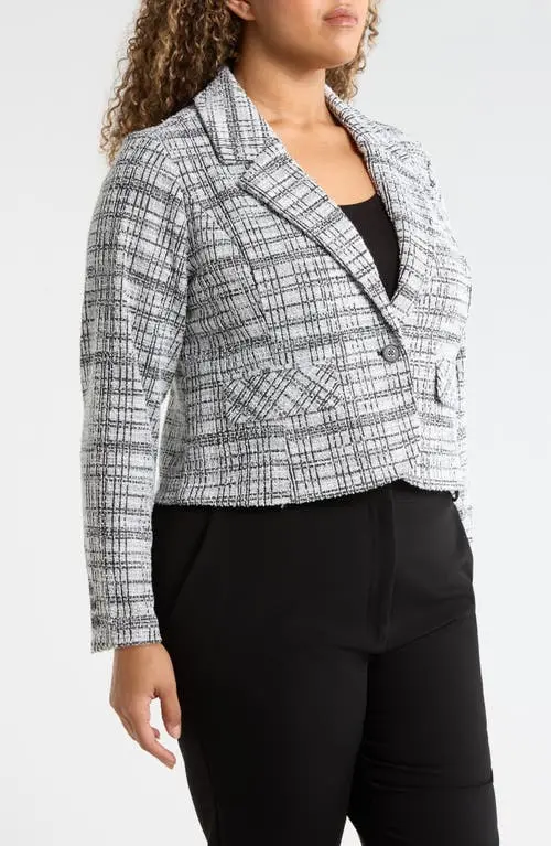 LIVERPOOL Plaid Tweed Crop Blazer