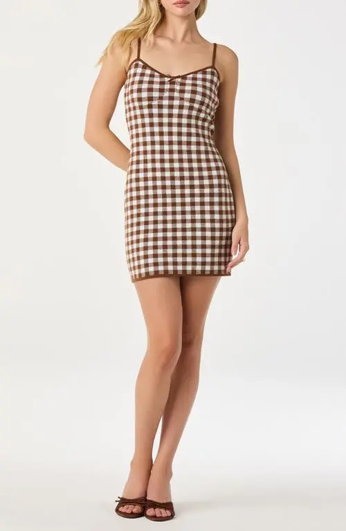 Astr The Label Gingham Knit Mini Dress