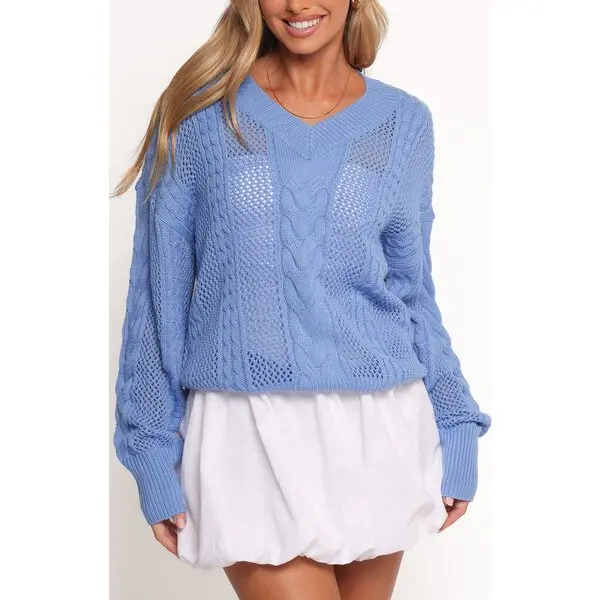 PETAL & PUP Open Stitch Crewneck Sweater