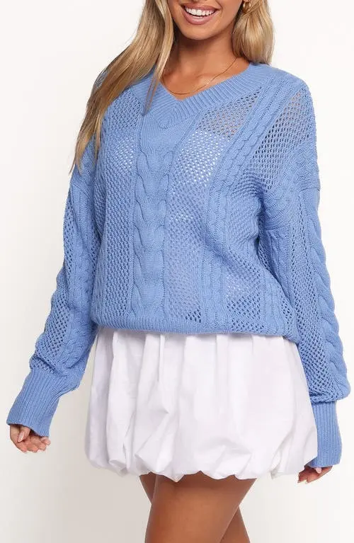 PETAL & PUP Open Stitch Crewneck Sweater
