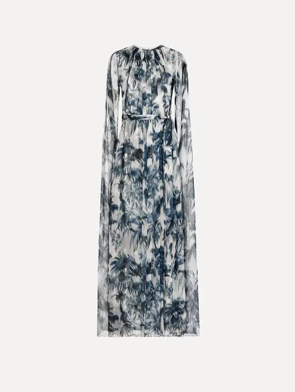 Oscar De La Renta Chin Palm Leaves Silk Caftan - One-color