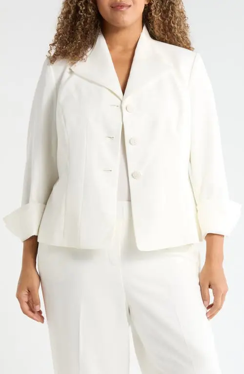 KASPER Winged Lapel Three-button Blazer - Vanilla Ice