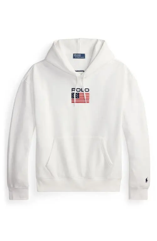 Polo Ralph Lauren Flag Fleece Pullover Hoodie - White