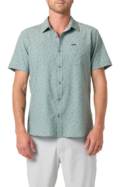 O'Neill Upf Slub Standard Short Sleeve Performance Button-up Shirt - Sage