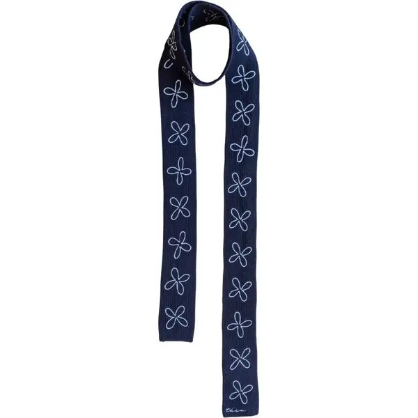 TBCO Merino Wool Flora Skinny Scarf - Navy Flora