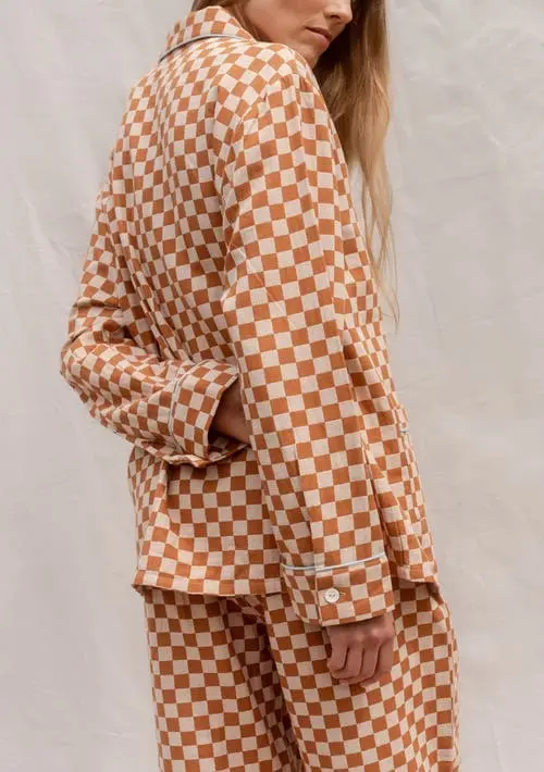 TBCO Cotton Long Sleeve Pajamas - Honey Checkerboard