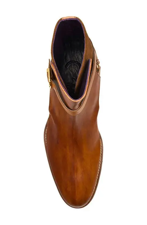 ZELLI ITALIA Jodhpur Buckle Strap Leather Boots - Cognac