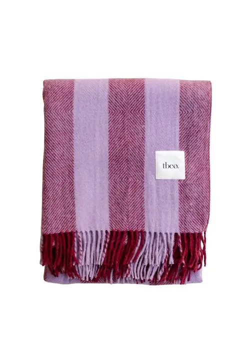 TBCO Recycled Wool Stripe Throw Blanket - Lilac Diamond Stripe