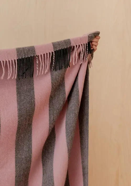 TBCO Recycled Wool Stripe Throw Blanket - Pink Diamond Stripe