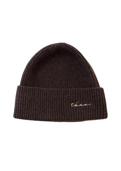 TBCO Cashmere & Merino Ribbed Beanie - Chocolate