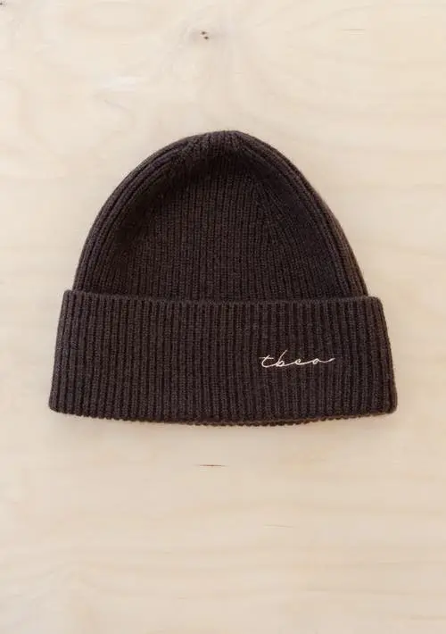 TBCO Cashmere & Merino Ribbed Beanie - Chocolate