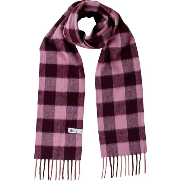 TBCO Lambswool Checkered Skinny Scarf - Berry Gingham
