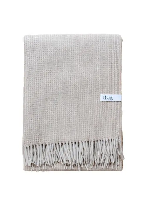TBCO Recycled Wool Waffle Throw Blanket - Camel Waffle