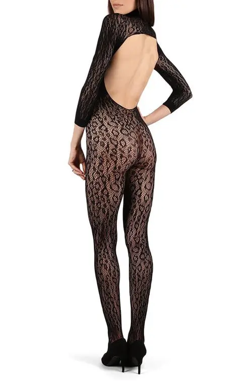 MEMOI Wild Leopard Seamless Sheer Bodysuit