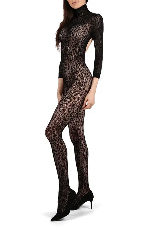 MEMOI Wild Leopard Seamless Sheer Bodysuit