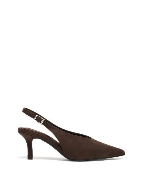THERAPY AUSTRALIA Jacs Slingback Pointed Toe Pumps - Chocolate Microsuede