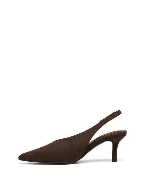 THERAPY AUSTRALIA Jacs Slingback Pointed Toe Pumps - Chocolate Microsuede
