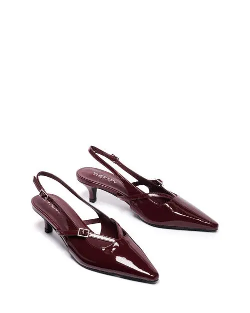THERAPY AUSTRALIA Irving Slingback Pointed Toe Heels - Bordeaux Patent Pu
