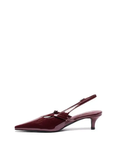 THERAPY AUSTRALIA Irving Slingback Pointed Toe Heels - Bordeaux Patent Pu