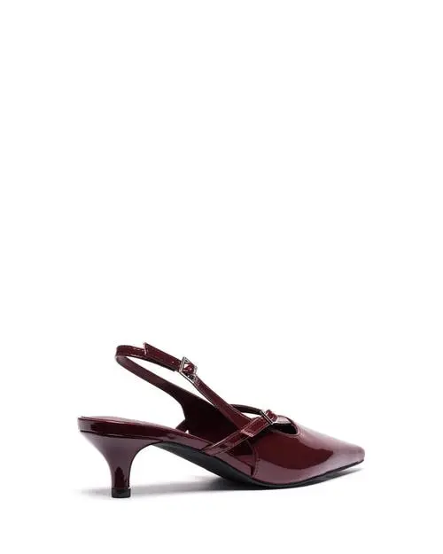 THERAPY AUSTRALIA Irving Slingback Pointed Toe Heels - Bordeaux Patent Pu
