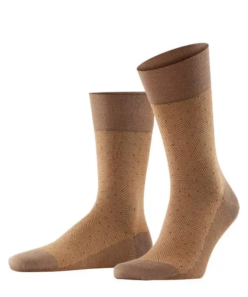 Falke Herringbone Sensitive Crew Socks - Hazel