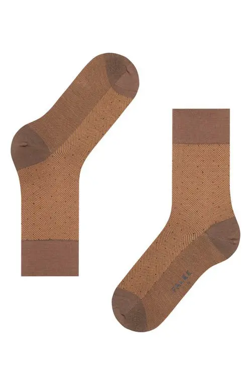 Falke Herringbone Sensitive Crew Socks - Hazel