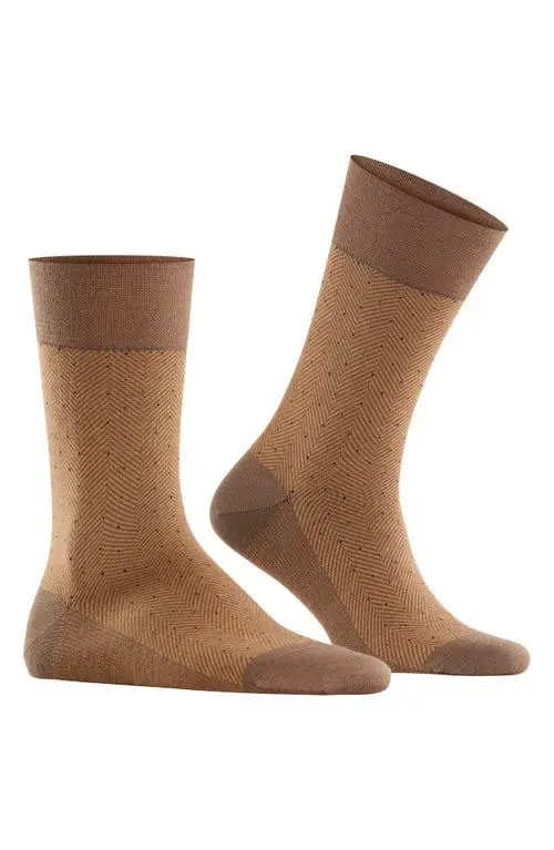 Falke Sensitive Herringbone Wool Blend Crew Socks - Hazel