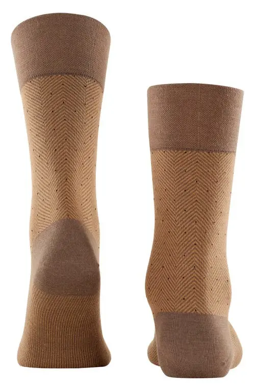 Falke Sensitive Herringbone Wool Blend Crew Socks - Hazel