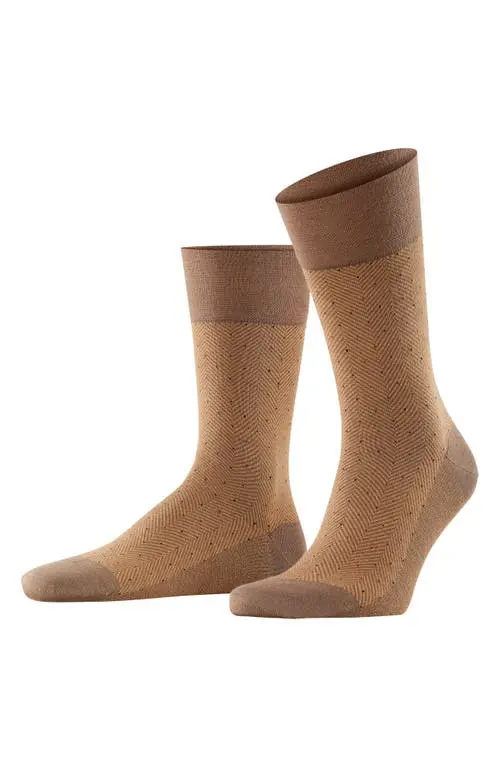 Falke Sensitive Herringbone Wool Blend Crew Socks - Hazel