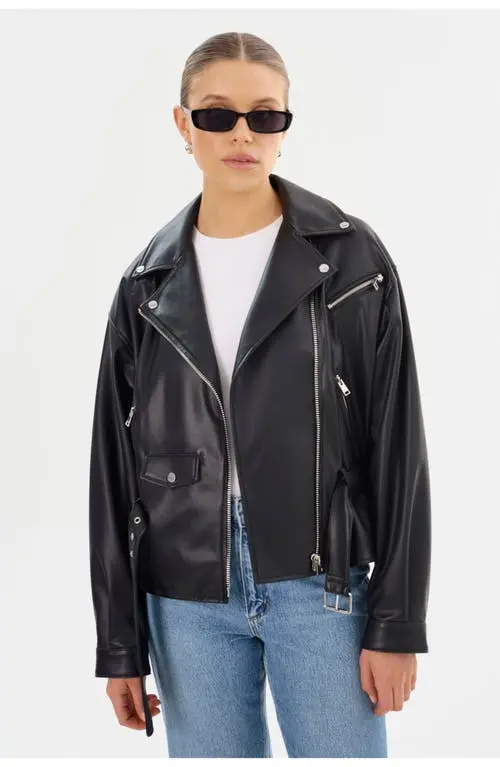 LAMARQUE Faux Leather Biker Jacket