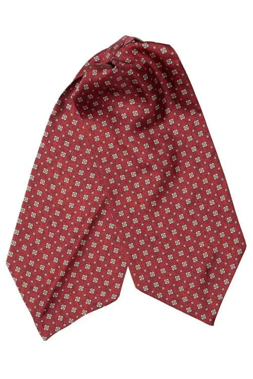 ELIZABETTA Ostuni Silk Ascot Cravat - Red