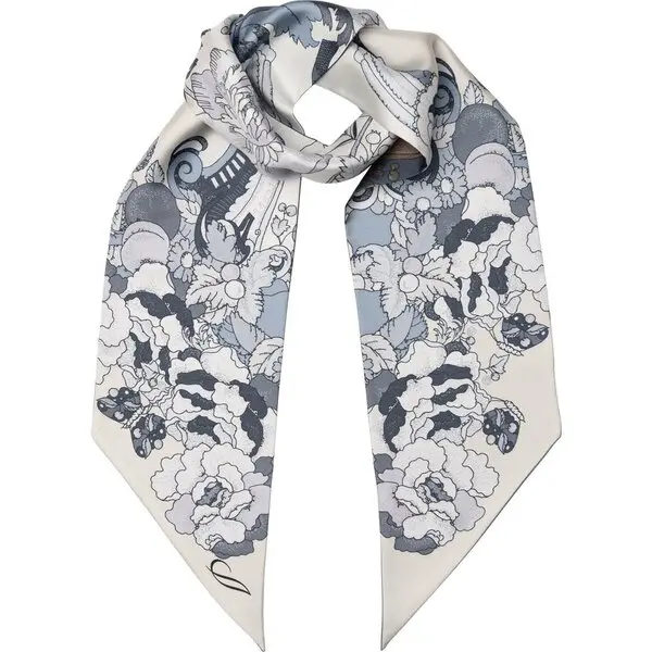 ELIZABETTA Raffaella Skinny Silk Scarf For - Dusty Blue