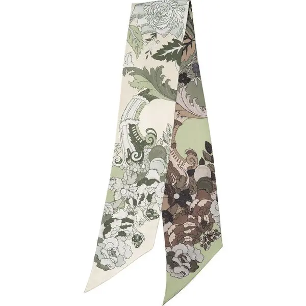 ELIZABETTA Raffaella Skinny Silk Scarf For - Sage Green