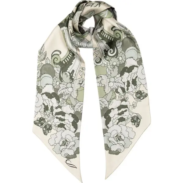 ELIZABETTA Raffaella Skinny Silk Scarf For - Sage Green