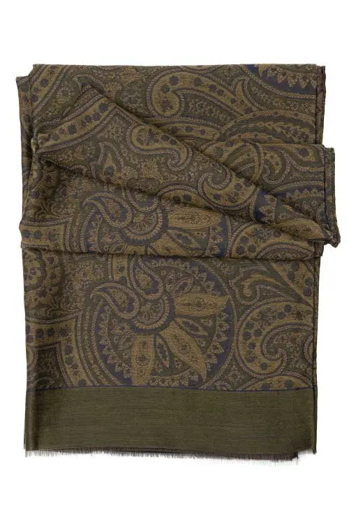 ELIZABETTA Leonewool Silk Scarf For - Olive Green