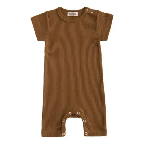 BANBLU Short Sleeved Modal Romper - Brown