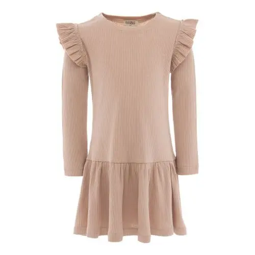 BANBLU Modal Ruffle Long-sleeve Dress - Blush Pink