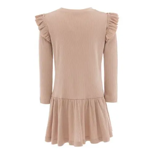 BANBLU Modal Ruffle Long-sleeve Dress - Blush Pink
