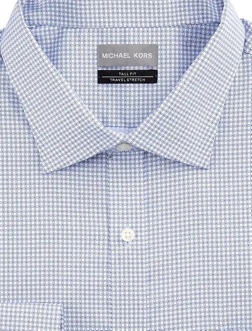 Michael Kors Big & Tall Linked Grid Performance Dress Shirt - Navy