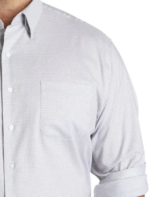 OAK HILL PREMIUM BY DXL Big & Tall Textured Check Patterned Dress Shirt - White