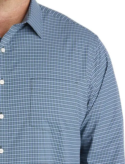 UNTUCKIT FIT BY DXL Big & Tall Delune Plaid Performance Sport Shirt - Blue