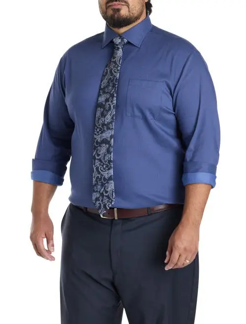 Michael Kors Big & Tall Micro Patterned Performance Dress Shirt - Navy