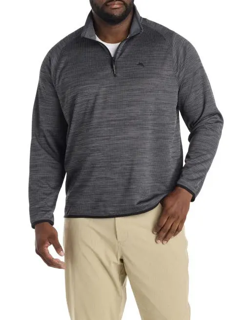 Tommy Bahama Big & Tall Palm Pro 1/4-zip Pullover - Black