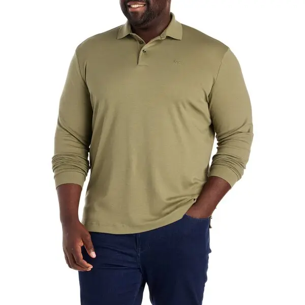 BOSS Big & Tall Pado Long-sleeve Polo Shirt - Medium Green