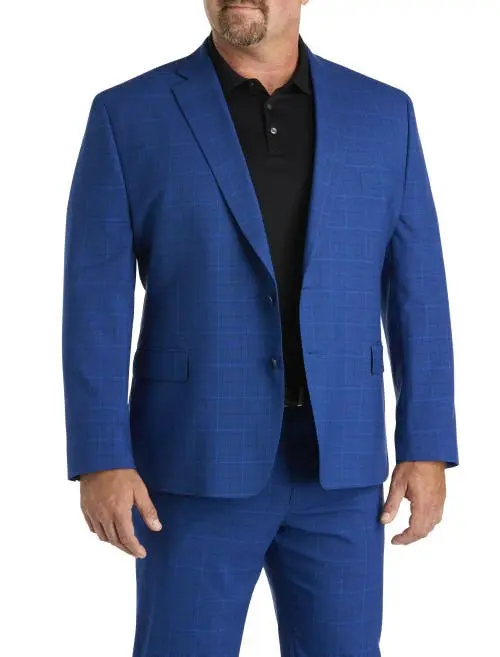 Michael Kors Big & Tall Windowpane Suit Jacket - Blue