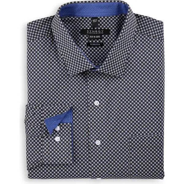 SYNRGY BY DXL Big & Tall Star Patterned Performance Dress Shirt