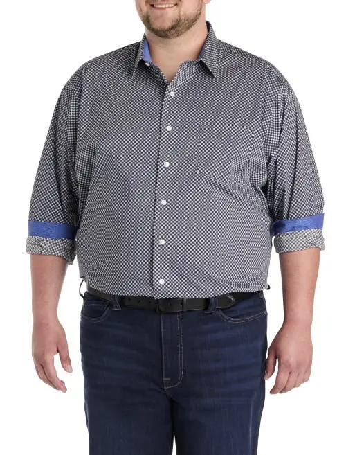 SYNRGY BY DXL Big & Tall Star Patterned Performance Dress Shirt